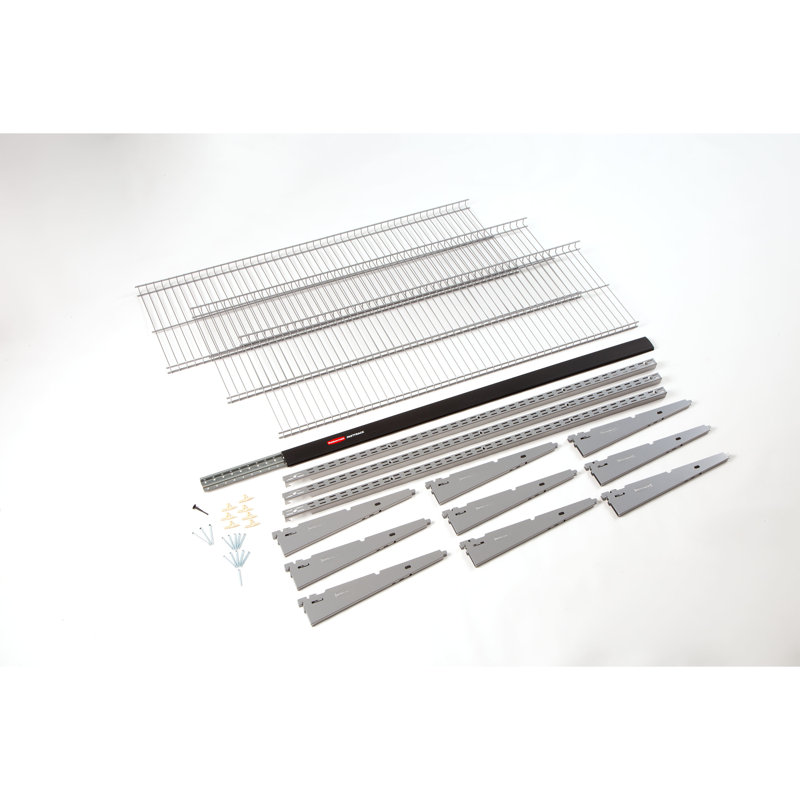 Rubbermaid Garage FastTrack Rail Shelf Kit, 16-Piece, Black | Wayfair