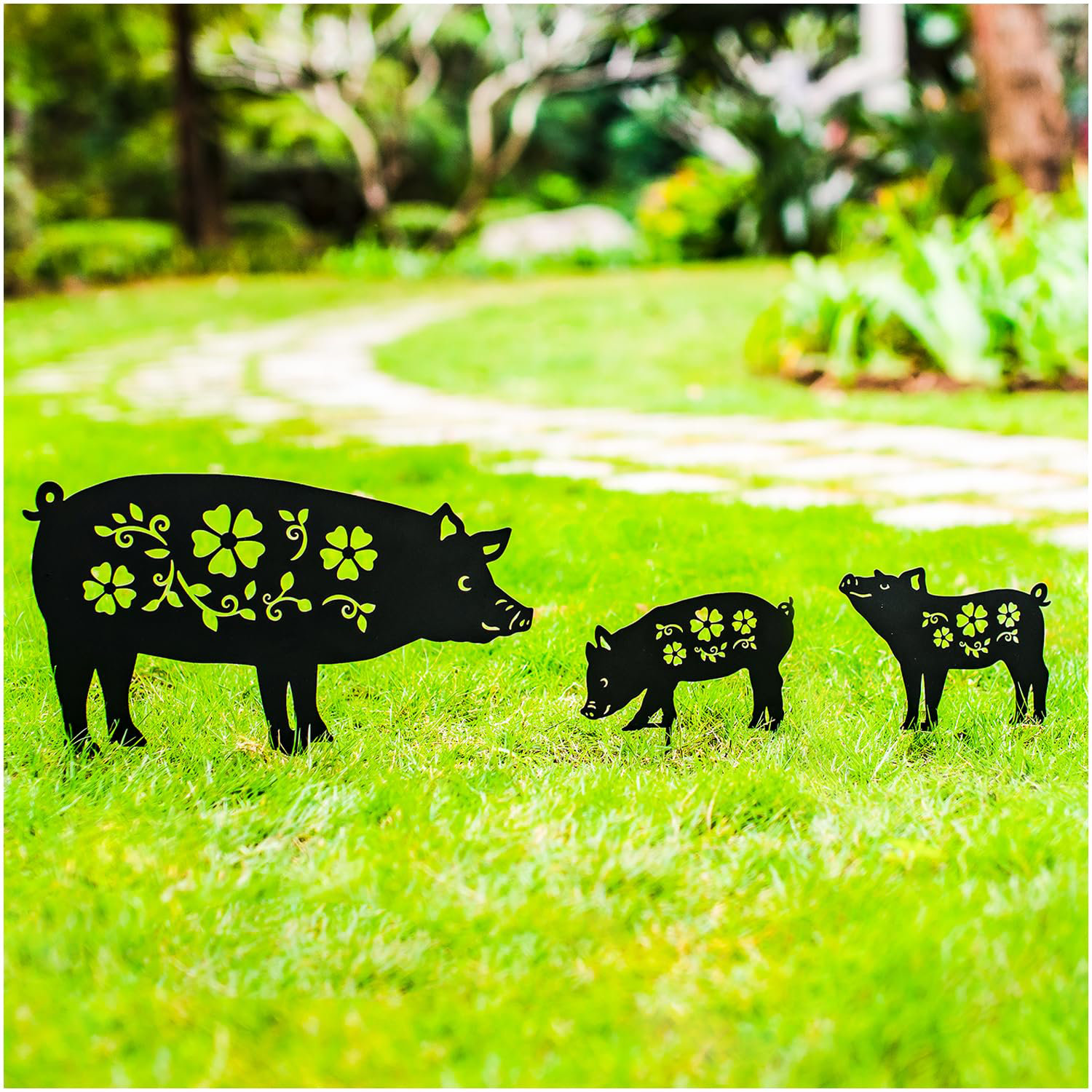 Gracie Oaks Pig Metal Decorative Garden Stakes Pig Gifts For Birthday ...