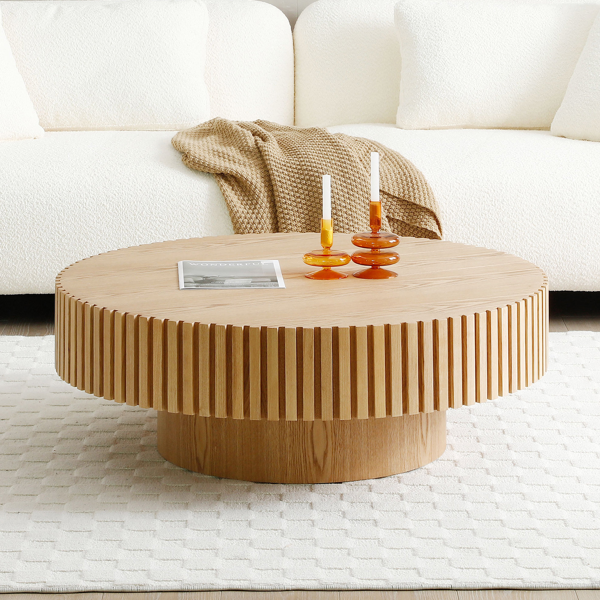 Latitude Run® Natural Wood Coffee Table 39.37 MDF coffee table Modern ...