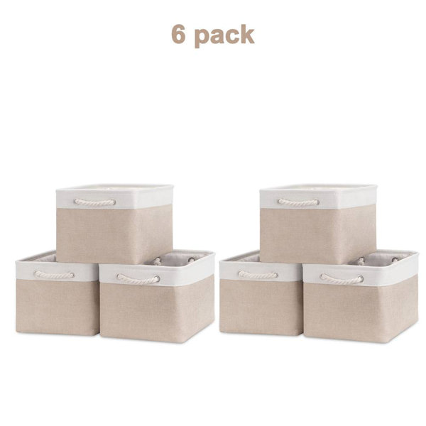 Latitude Run® Large Fabric Storage Baskets,6 Pack Linen Closet Storage ...