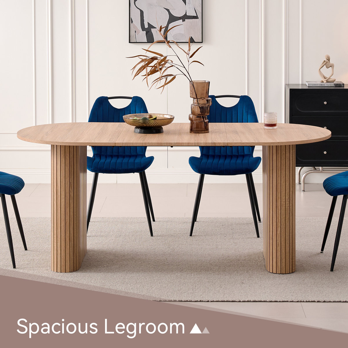 Ebern Designs 70.8" Oval Dining Table For 4, Modern Farmhouse Kitchen ...