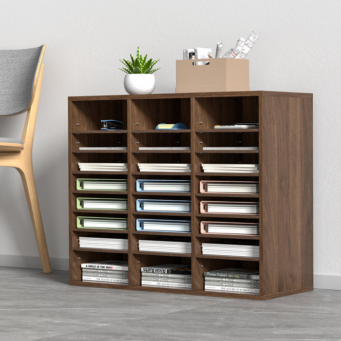 VEVOR 24 Compartments Office Mailbox with Adjustable Shelves, Wood ...