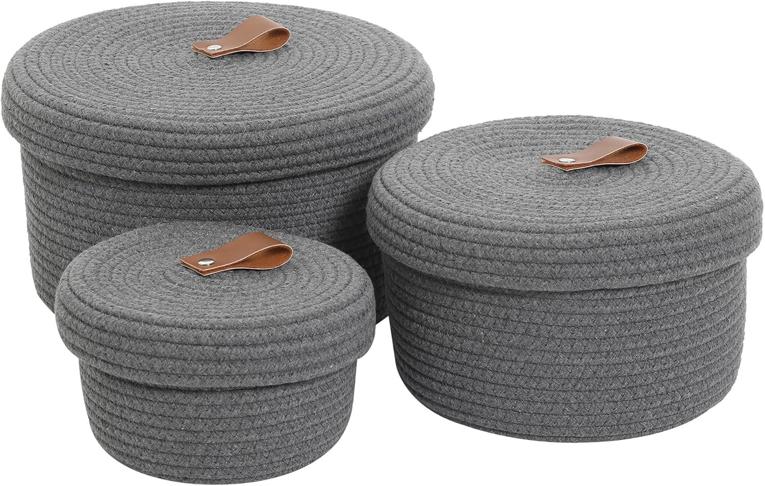 Rosecliff Heights 3 Stylish Round Woven Baskets With Lids - Elegant ...