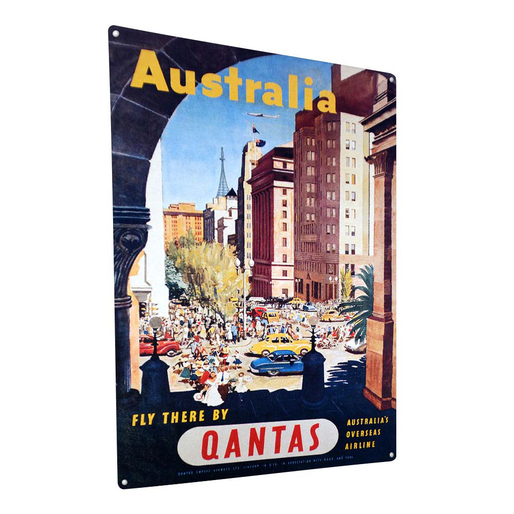 Trinx Vintage Australia Fly there by Qantas Metal Sign - Wayfair Canada
