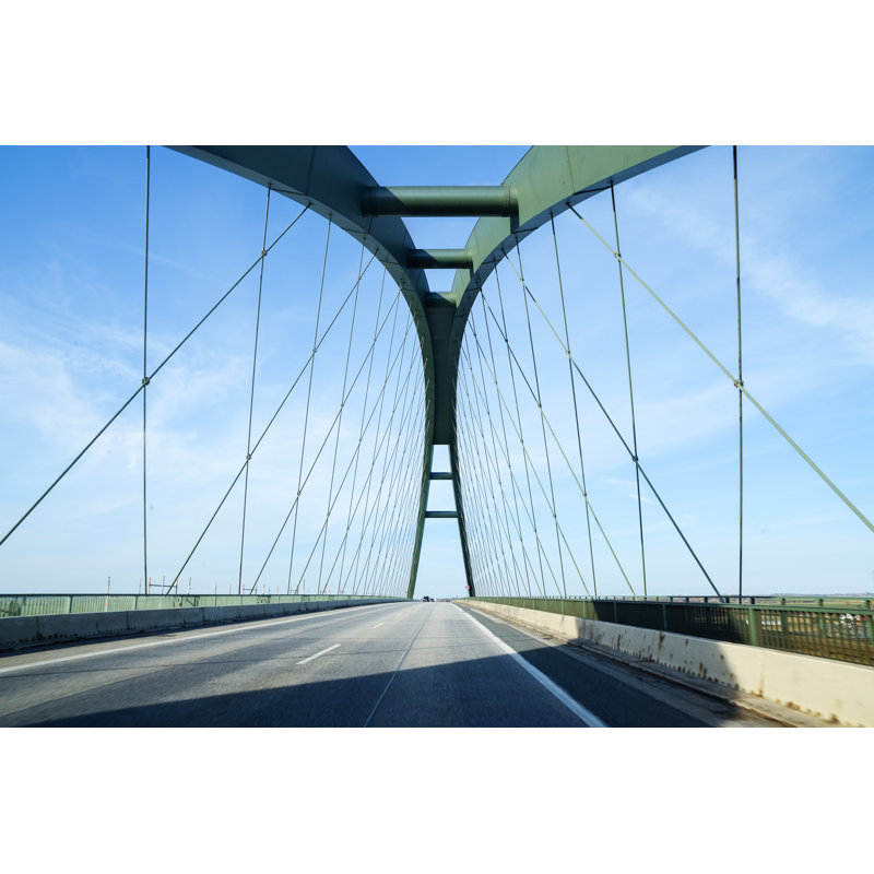 Hokku Designs Fehmarn Sound Bridge - Wrapped Canvas Photograph | Wayfair
