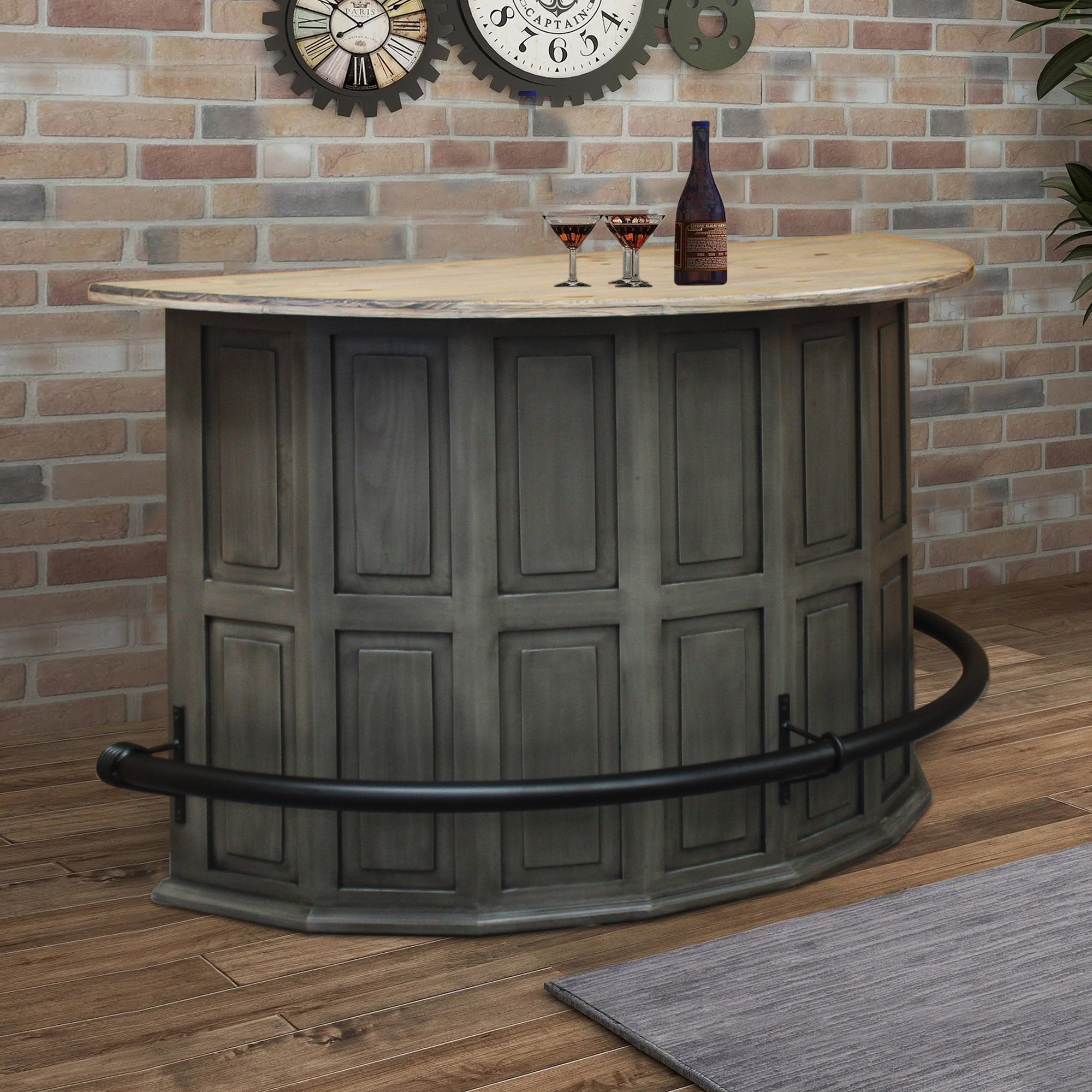 August Grove® Adriella Freestanding Curved Bar & Reviews | Wayfair