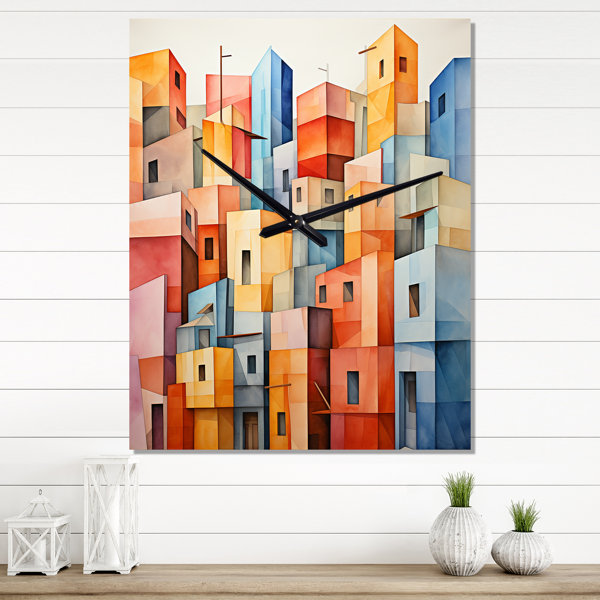 East Urban Home Guillerma - Cubism Wall Clock Oversized | Wayfair
