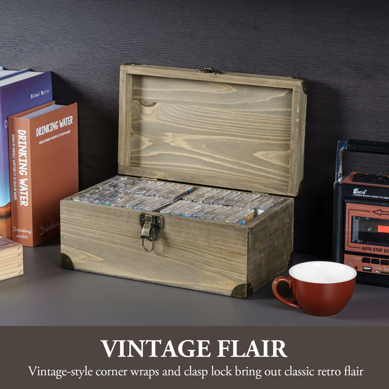 Gracie Oaks 4 Slot Wood Case Tape Storage Box | Wayfair