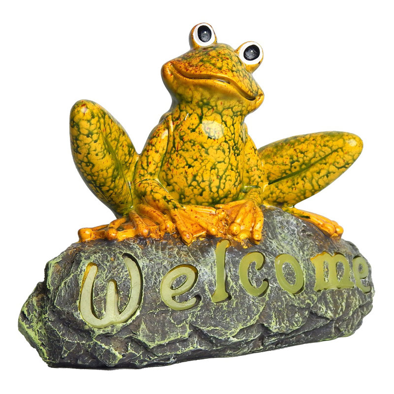 August Grove® Whetzel the Frog Welcome Stone Statue & Reviews | Wayfair