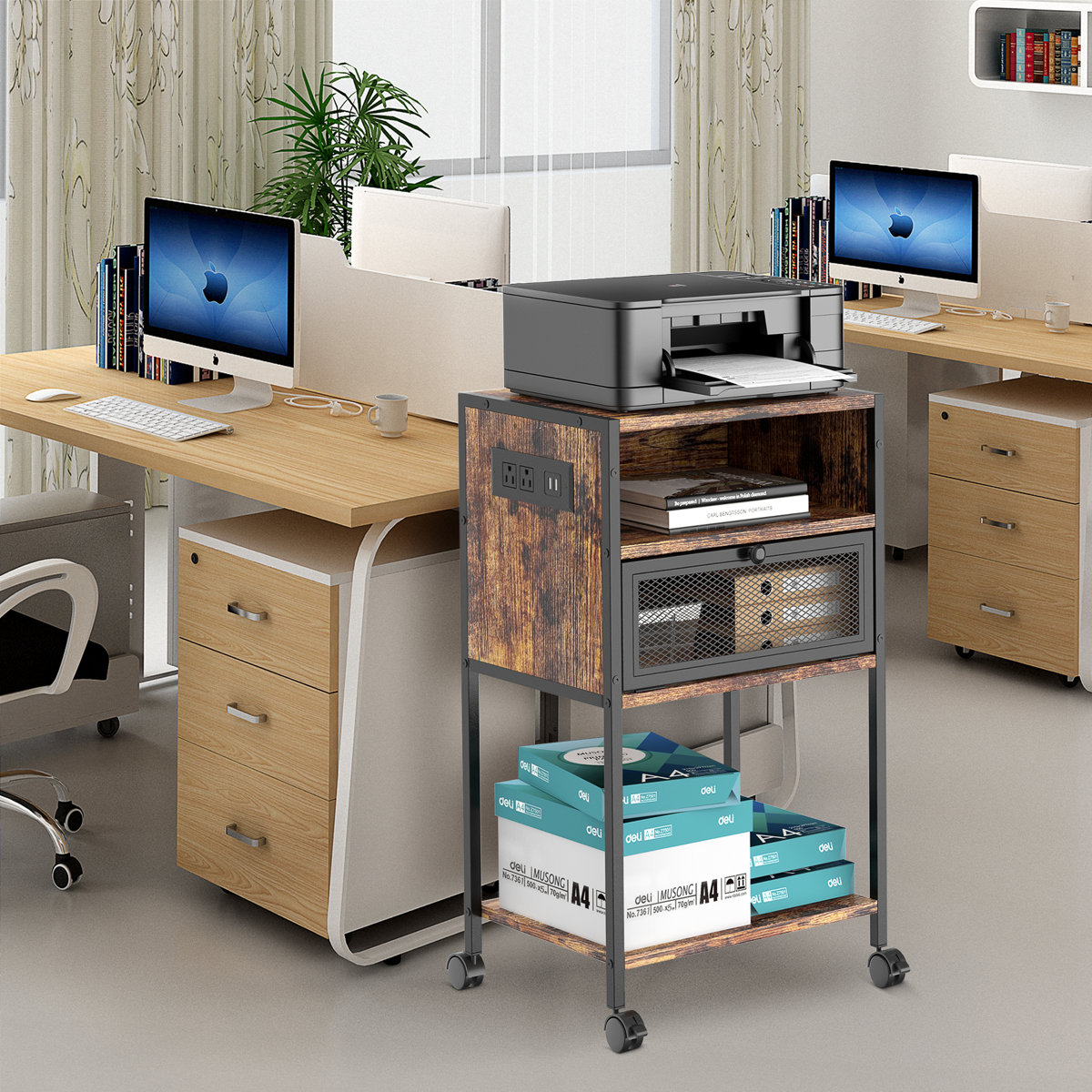 Poloma Printer Stand with Wheels Sofa End Table Nightstand with ...