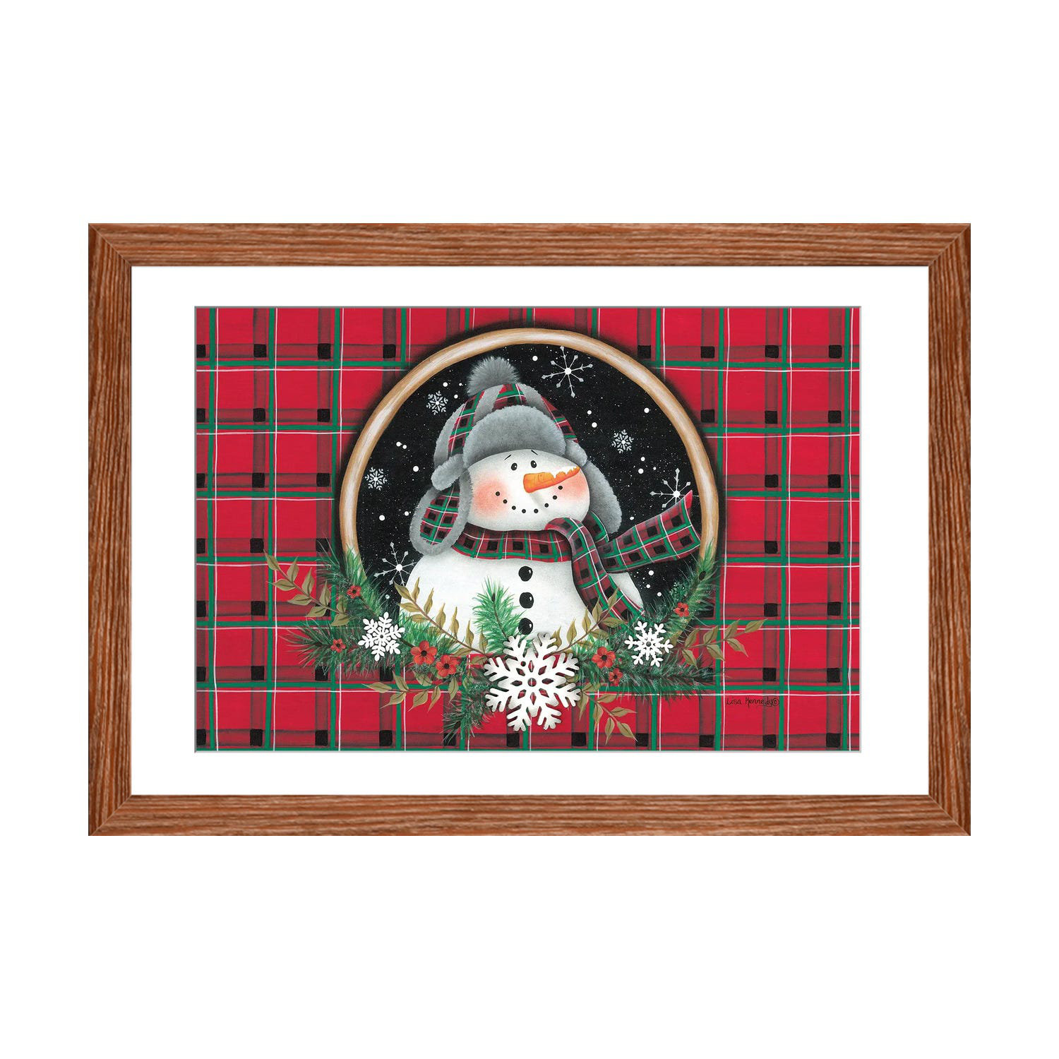 The Holiday Aisle® Snowflake Snowman Portrait - Wall Art Print - Framed ...