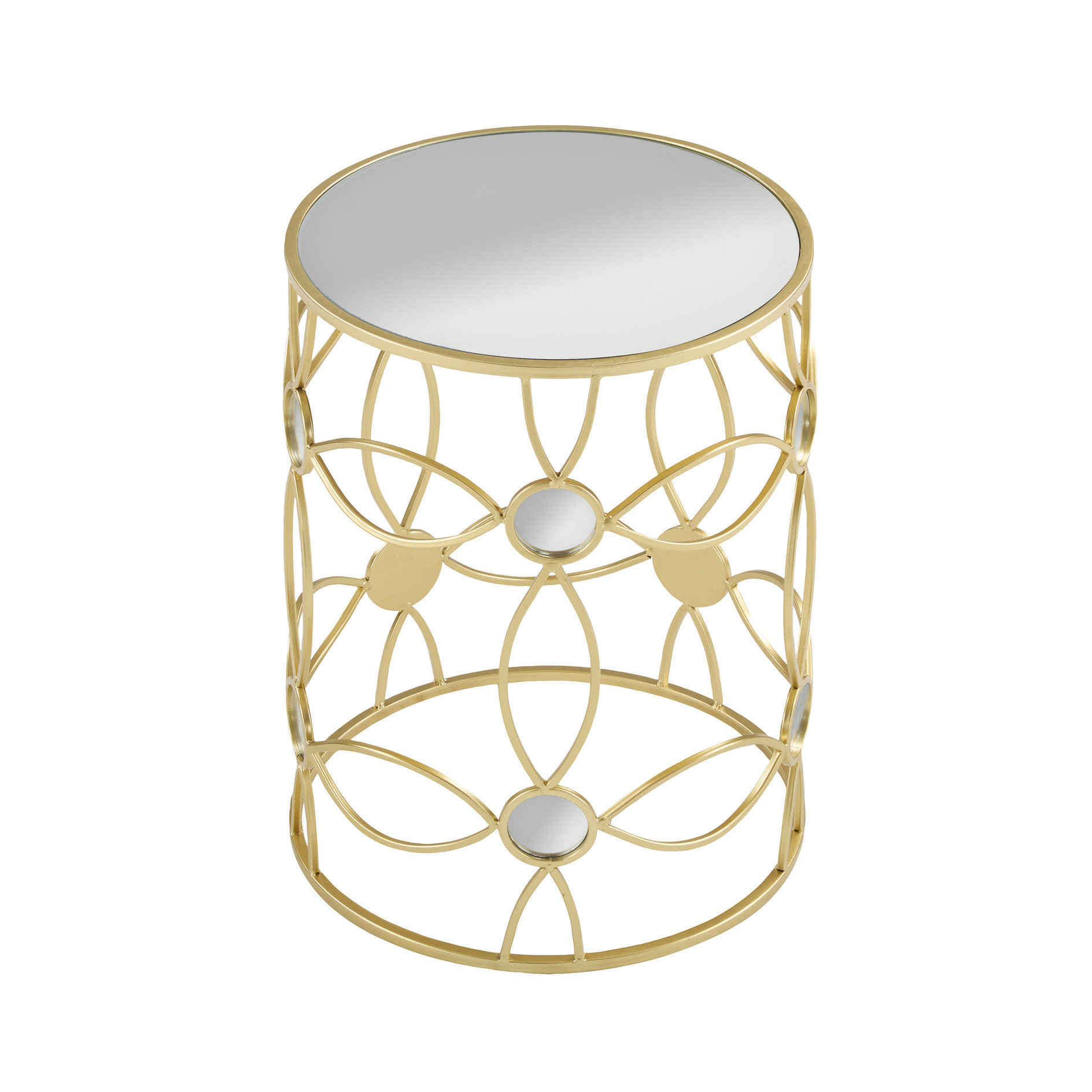 Wrought Studio™ Modern Side Table - Metal Frame & Mirror Top In Gold ...
