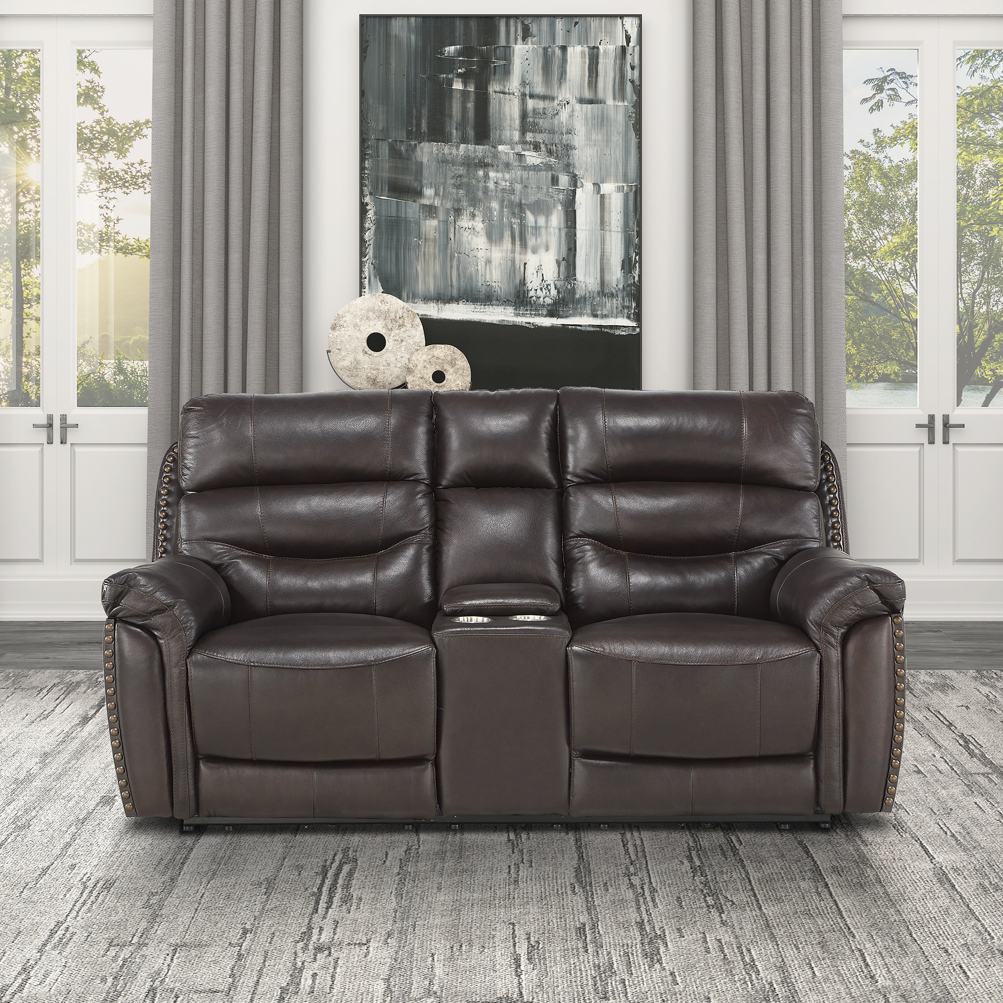 Darby Home Co Swarthofthi Zero Clearance Leather Match Power Double ...