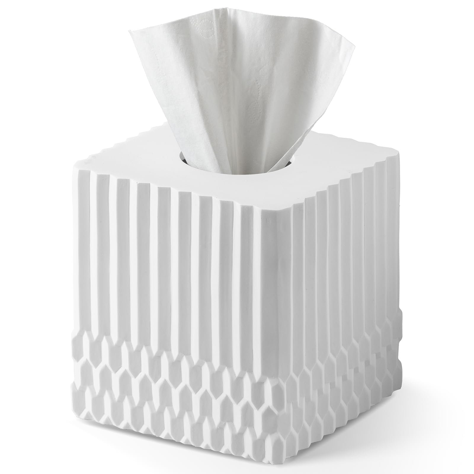 Ivy Bronx White Tissue Box Cover Square, Tissue Box Holder - Modern ...