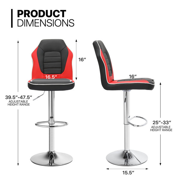Latitude Run® Modern Racing Style Bar Stools Adjustable Swivel ...