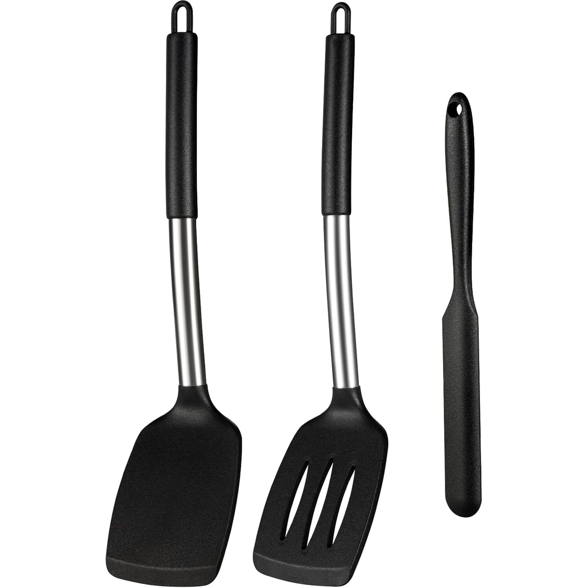 HHA 3 Pack Silicone Spatulas, Solid & Slotted Turner/Spatula Set For ...