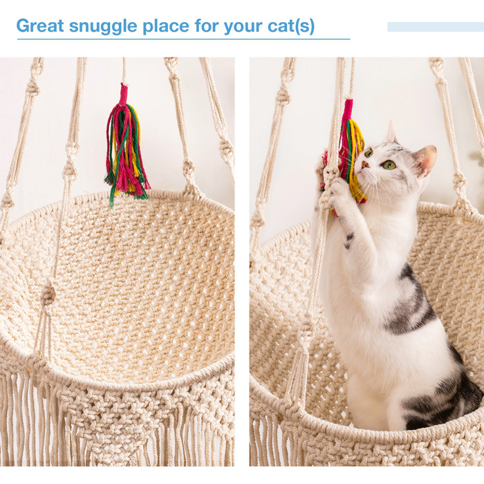 Tucker Murphy Pet™ Hanging Cat Hammock Chair Boho Cat Swing Bed ...