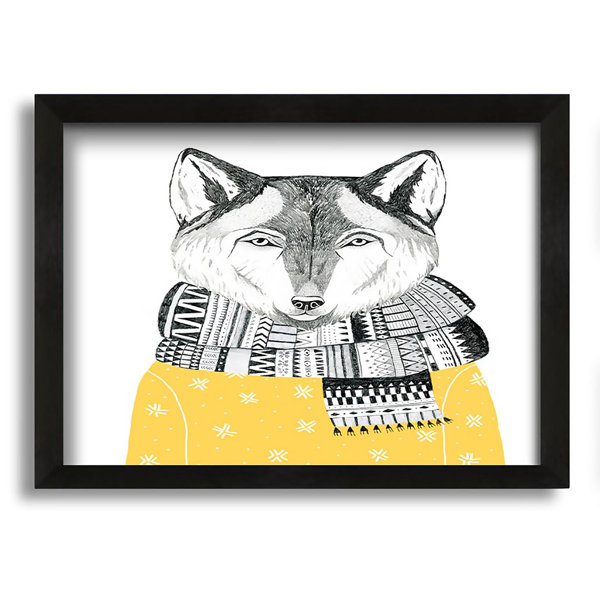 Happy Larry Ready For Winter Fox - Picture Frame Graphic Art on Canvas ...