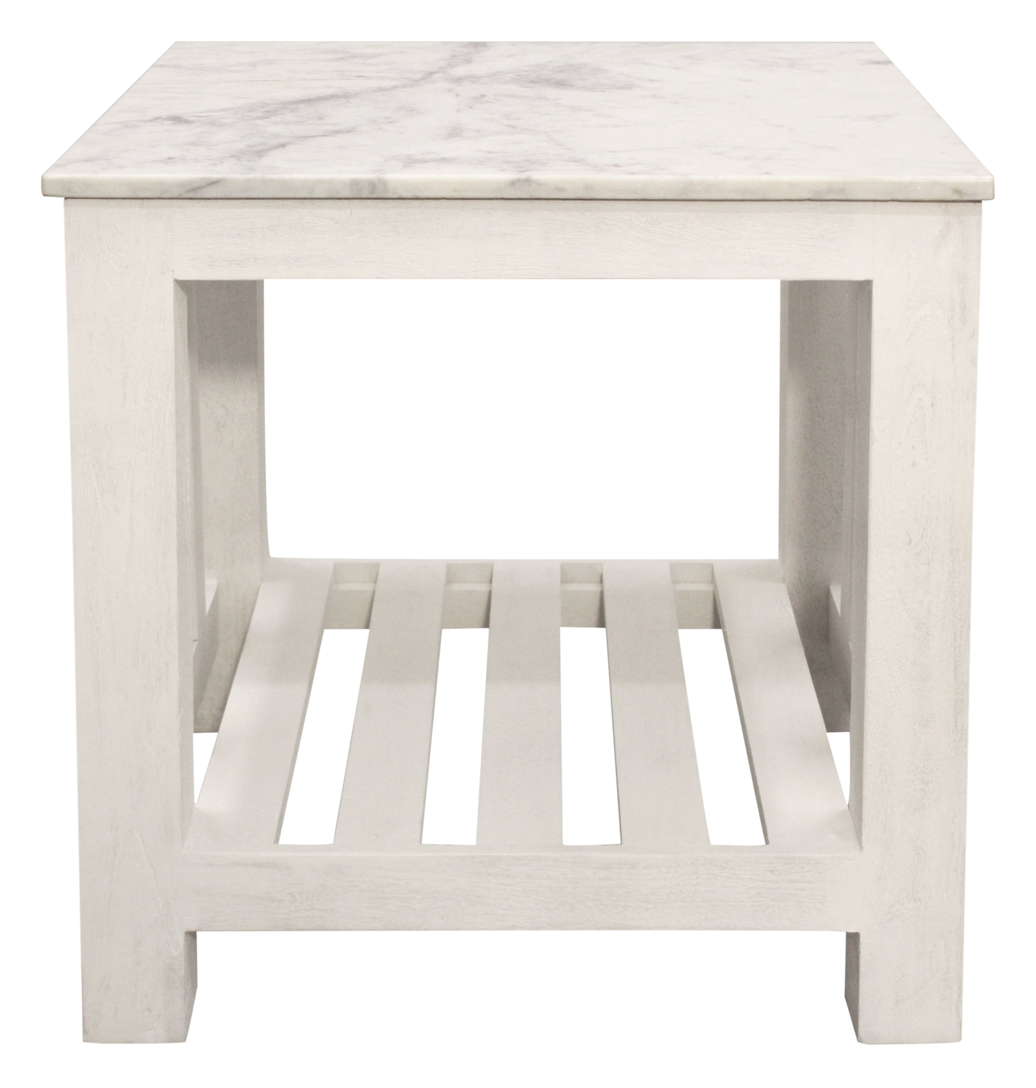 Ivy Bronx Bellamy White Marble End Table In Farmhouse Sur Tone On Solid ...