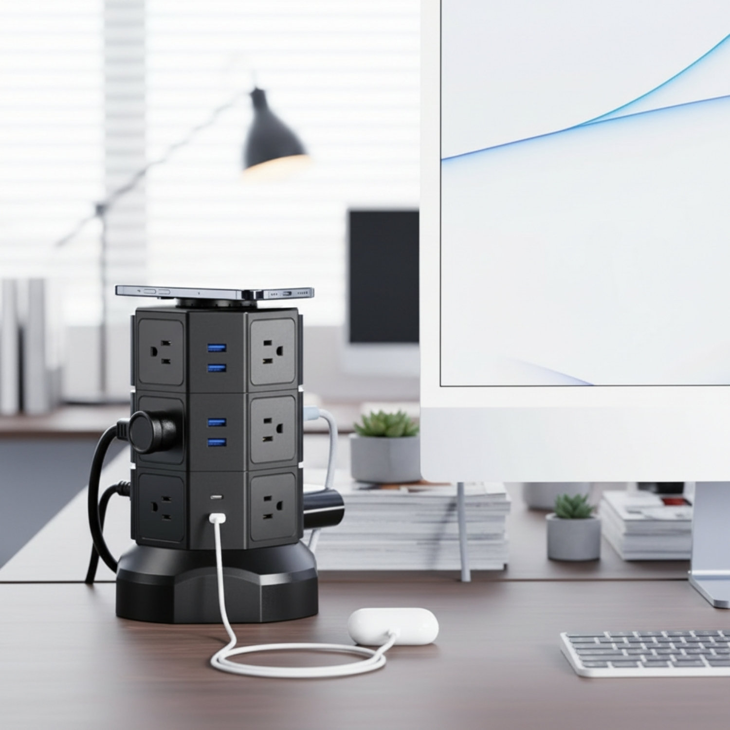 ART TO WALK ON, INC. 12 AC outlets 6 USB ports 2 USB C power tower 15W ...