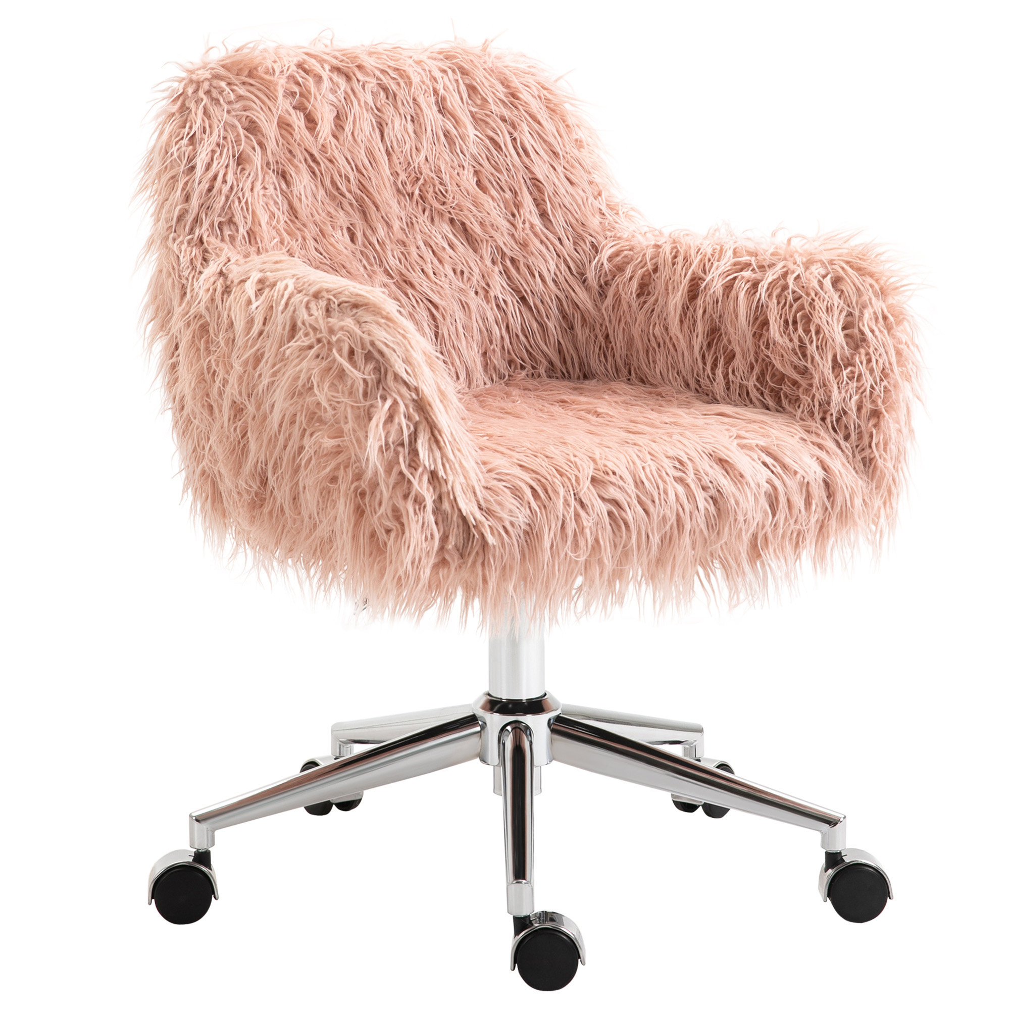 Mercer41 Comfortable And Stylish Faux Fur Desk Chair With Adjustable ...
