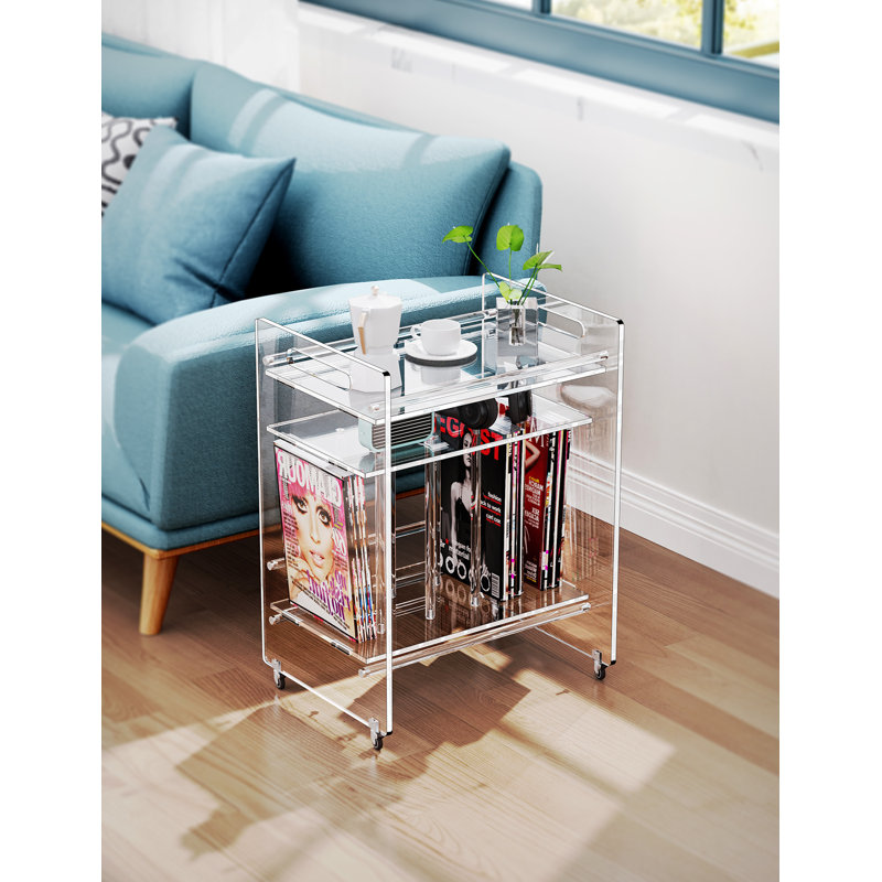 Wrought Studio™ Acrylic Record Player Table With Wheels, Clear | Wayfair