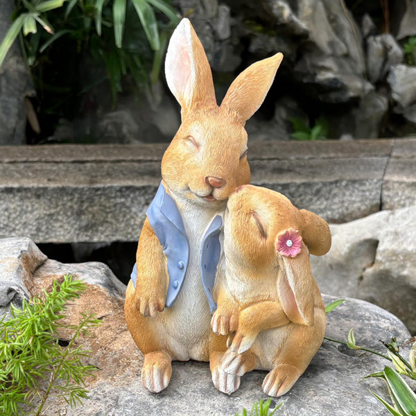 Trinx Garden Rabbit Statue Outdoor Decoration Resin Fun Rabbit Statue ...