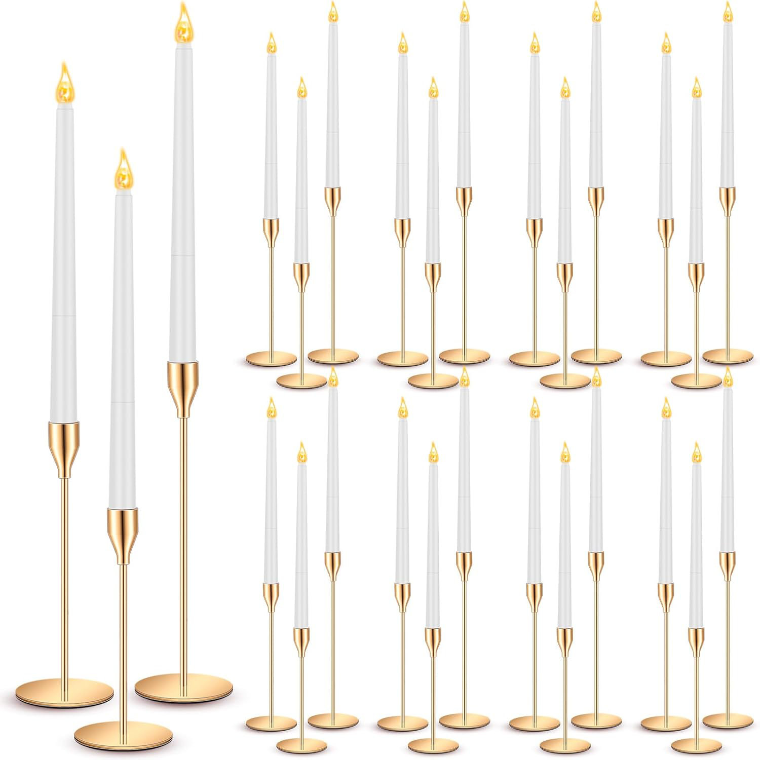 ABSOLUTE WINDOW LLC 30 Pcs Metal Taper Candlestick Holders With Led ...