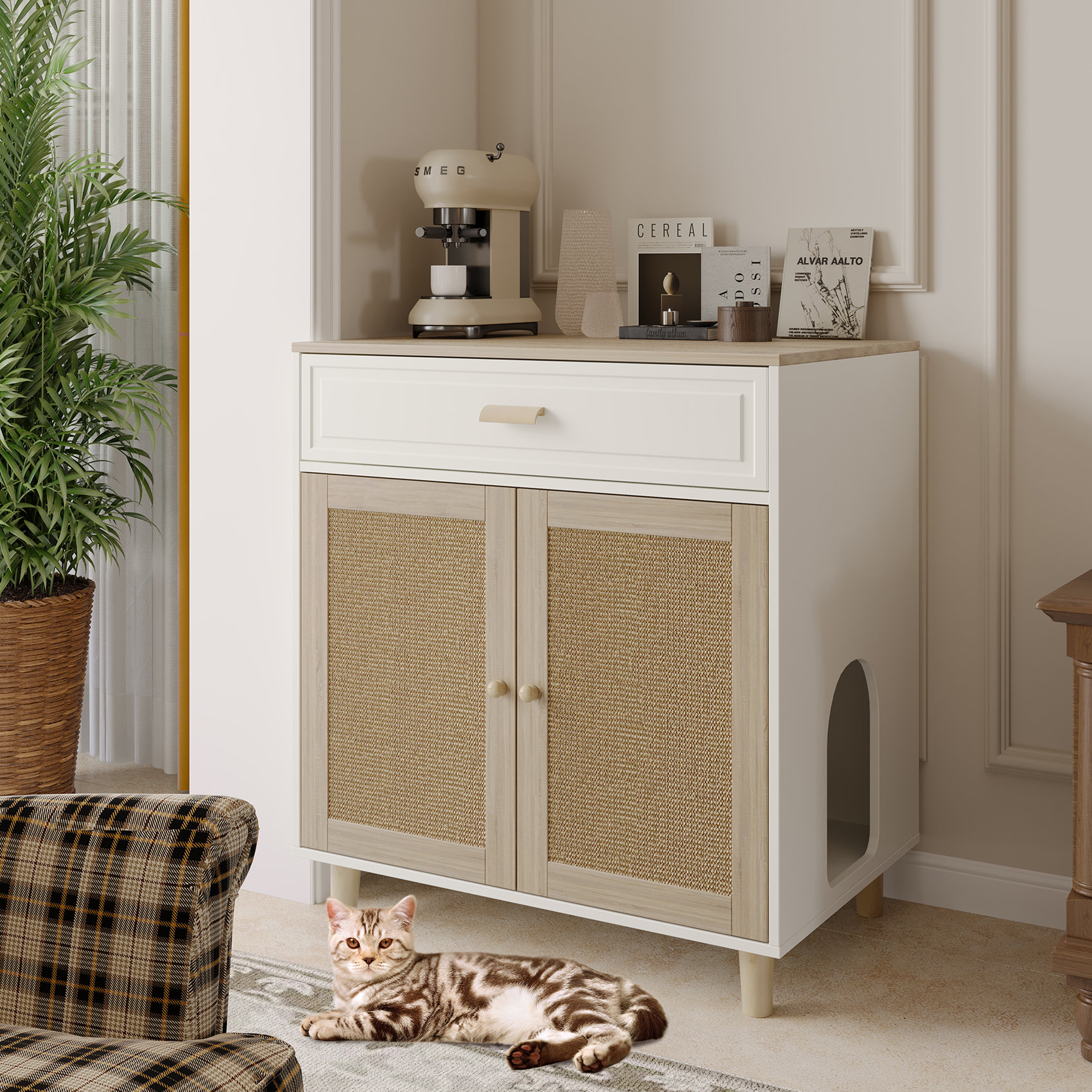 Tucker Murphy Pet™ Cat Litter Box Enclosure Wood Cat Crate Furniture ...