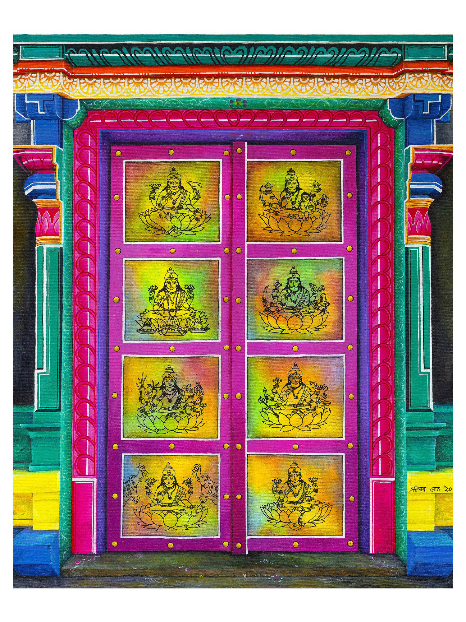 Exotic India Ashta Lakshmi On Door | Acrylic And Ink On Canvas | By ...