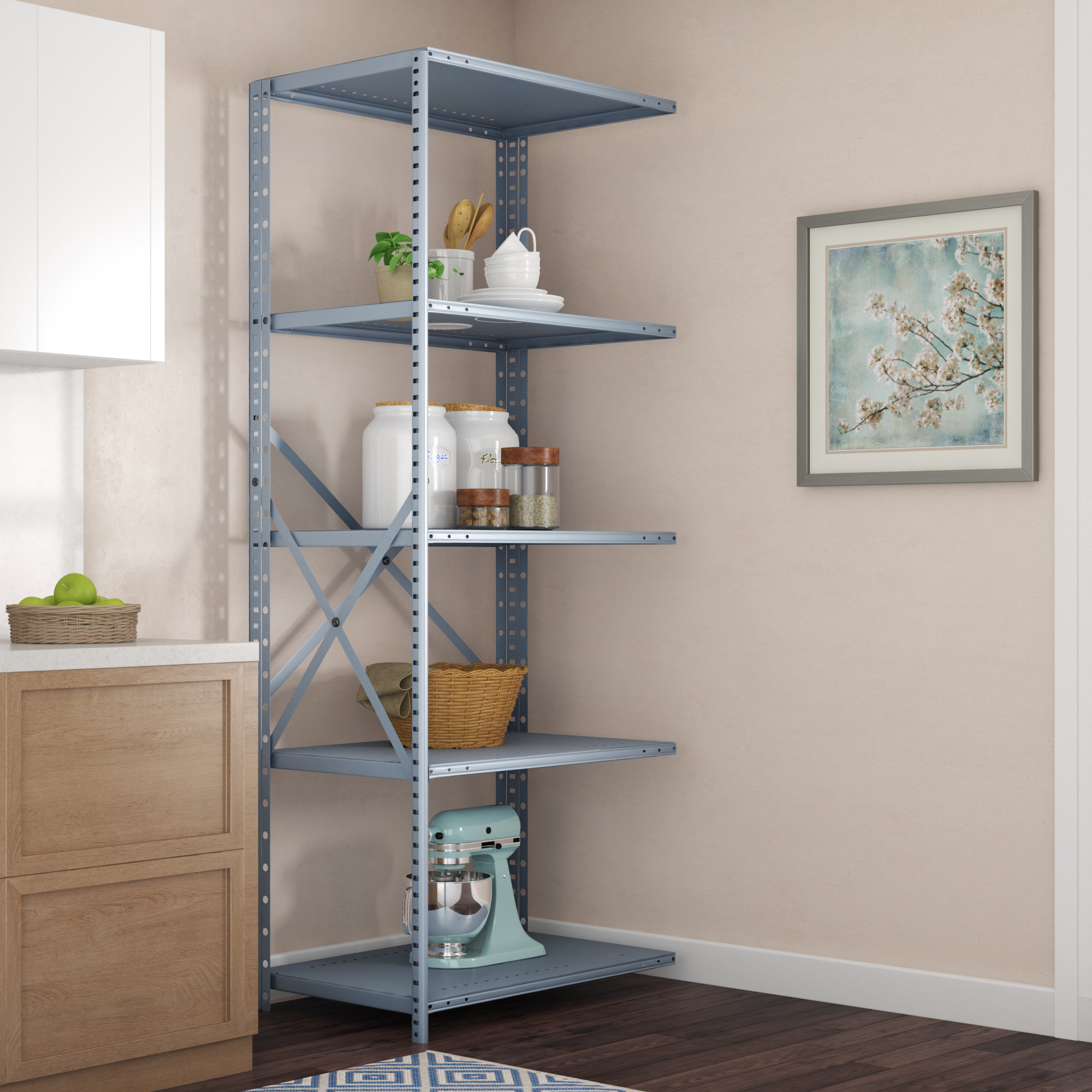 Hallowell Hi-Tech Extra Heavy-Duty Open Type 4 Shelf Shelving Unit Add ...