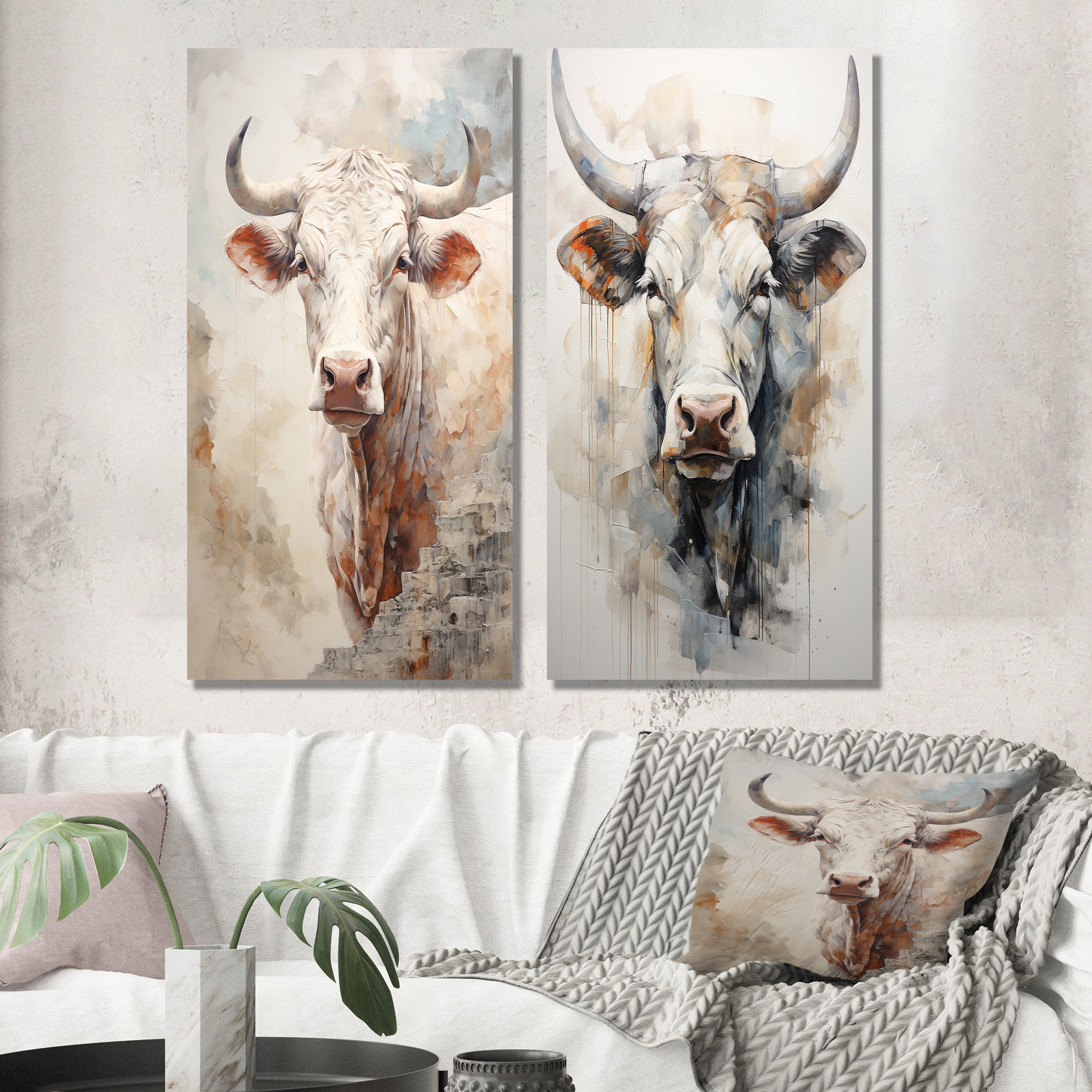 Union Rustic Handsome Beige Cattle Portrait - Cattle Metal Wall Decor ...