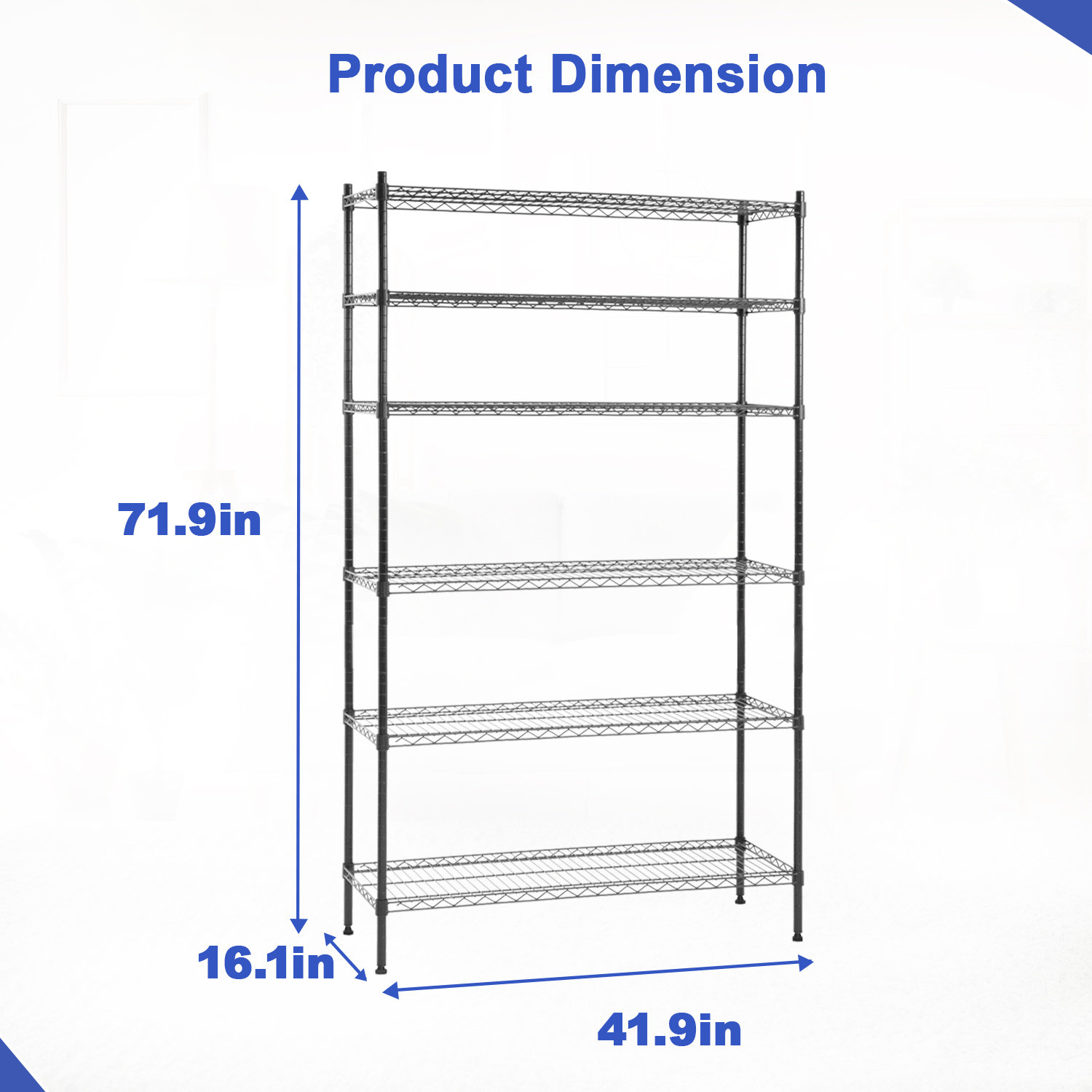 17 Stories Shelf 6-Tier Wire Shelving Metal Shelf Heavy Duty Metal ...