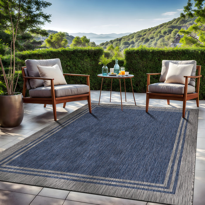 Wade Logan® Waikiki Blue/Gray Indoor/Outdoor Rug & Reviews | Wayfair