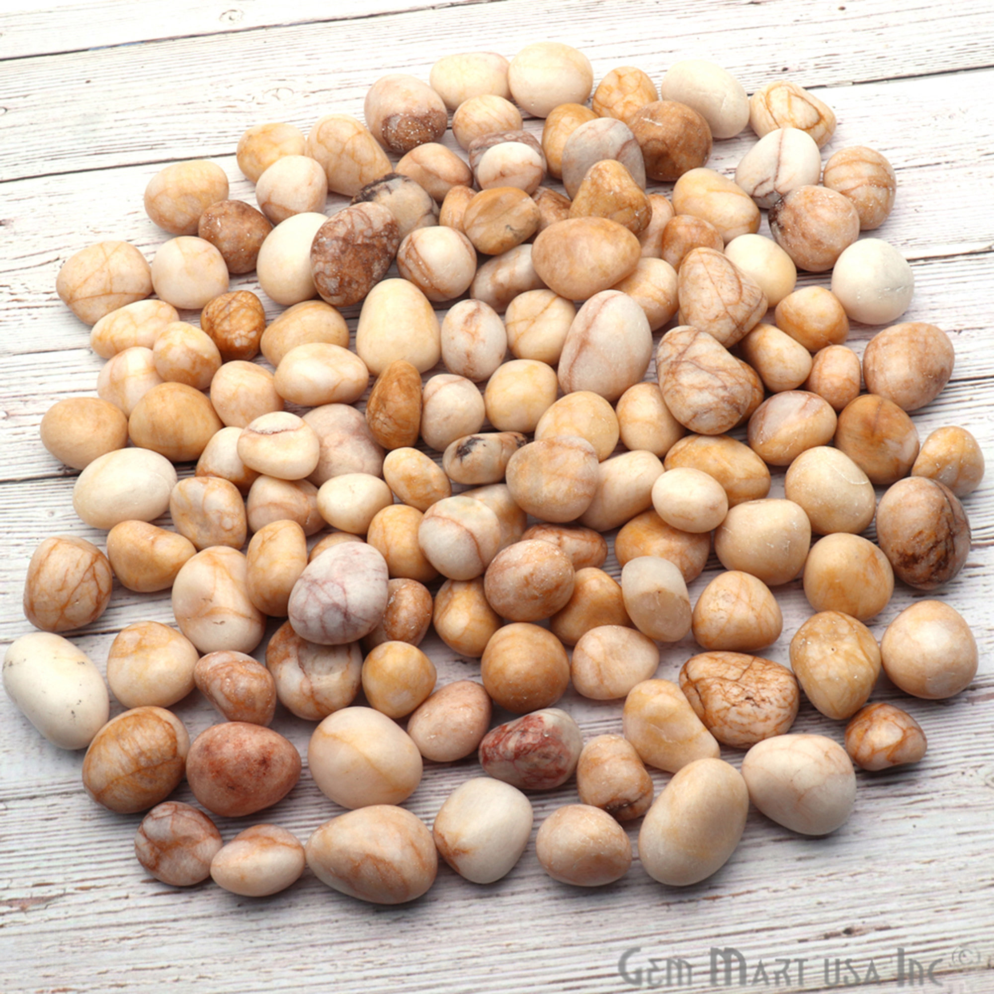 GemMartUSA Light Yellow Agate Tumbled Stone, Healing Stone, Home Décor ...