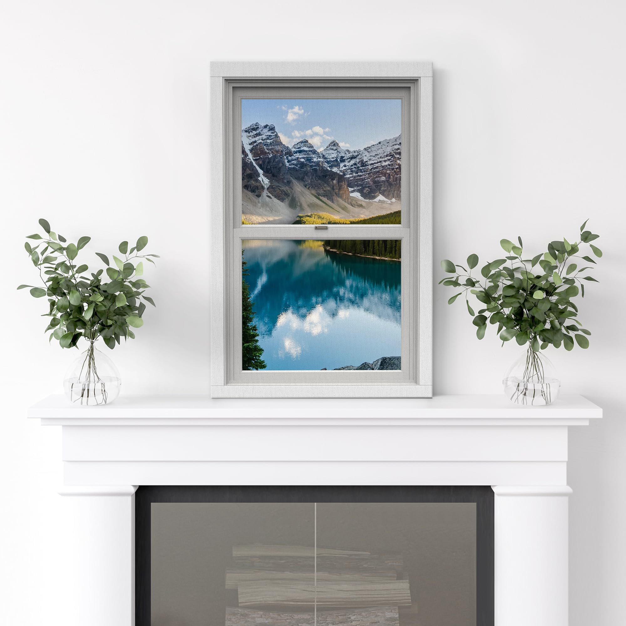 IDEA4WALL Window Scenery " Window View Snowy Mountain Range Cloudy Sky ...