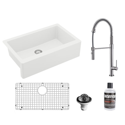 Karran Quartz 34'' X 21-1/4'' Single Bowl Farmhouse Apron Kitchen Sink ...