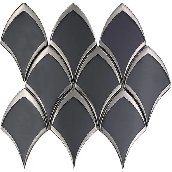 Mirari 10x12 in. Gray Glossy Glass Fish-shaped Mosaic Wall Tile (4.25 ...