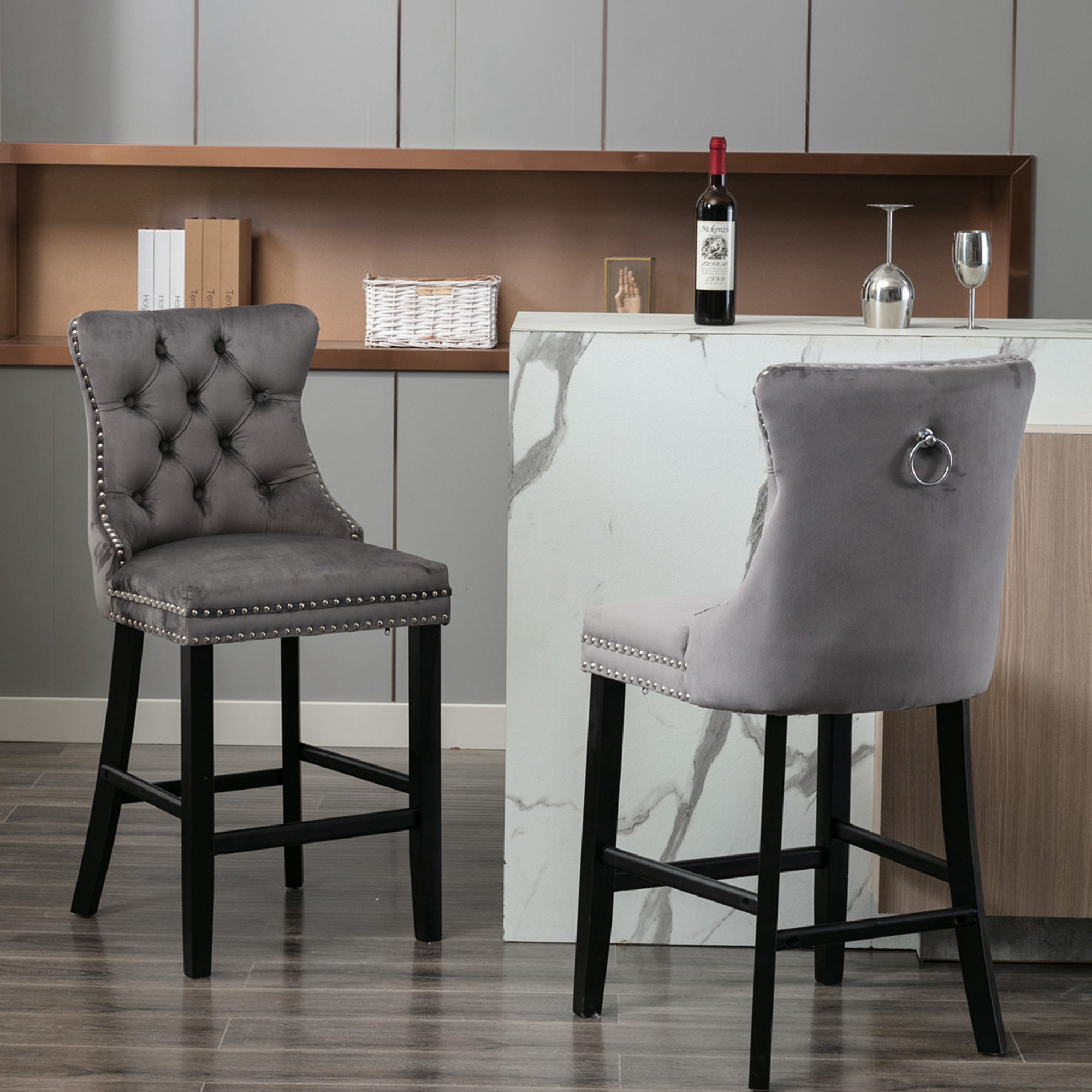 House of Hampton® Tabourets de bar contemporains rembourrés en velours ...