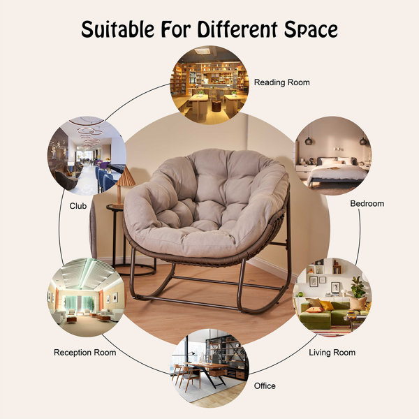 Corrigan Studio® Outdoor Ladena Rocking Rattan Chair with Cushions ...