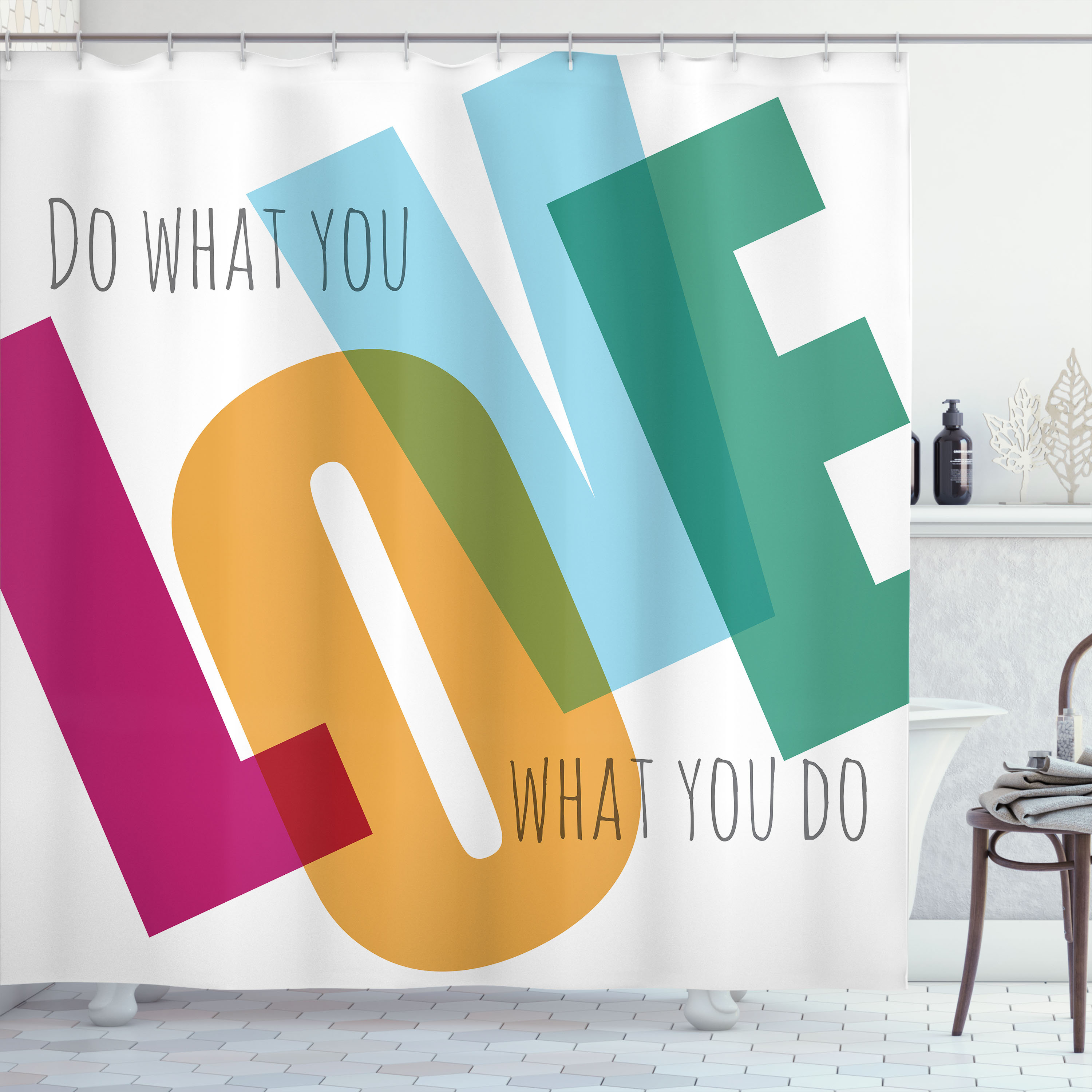 East Urban Home Saying Shower Curtain Vintage Colorful Letter Art ...