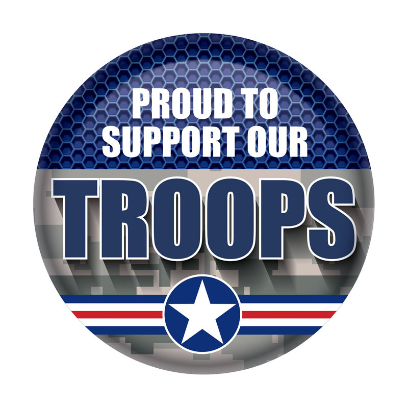 The Party Aisle™ Proud To Support Our Troops Button | Wayfair