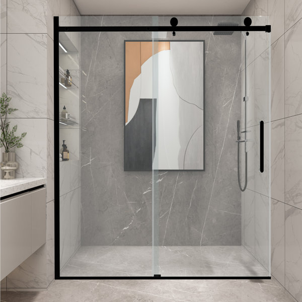 MOHOME 55'' - 59'' W x 75'' H Single Sliding Frameless Shower Door with ...