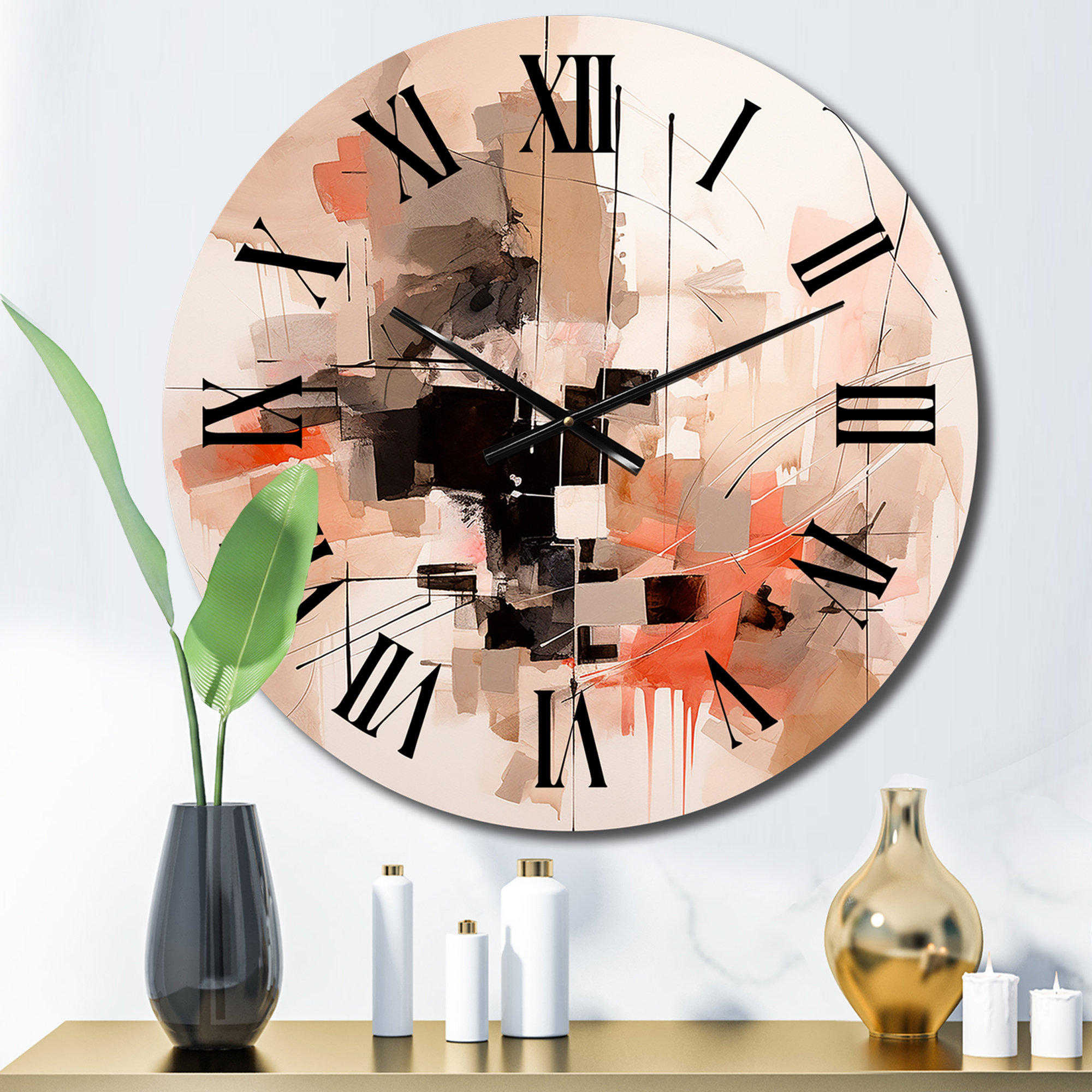 Design Art Deconstructed Subconscious Retro Pink Watercolor Metal Wall ...