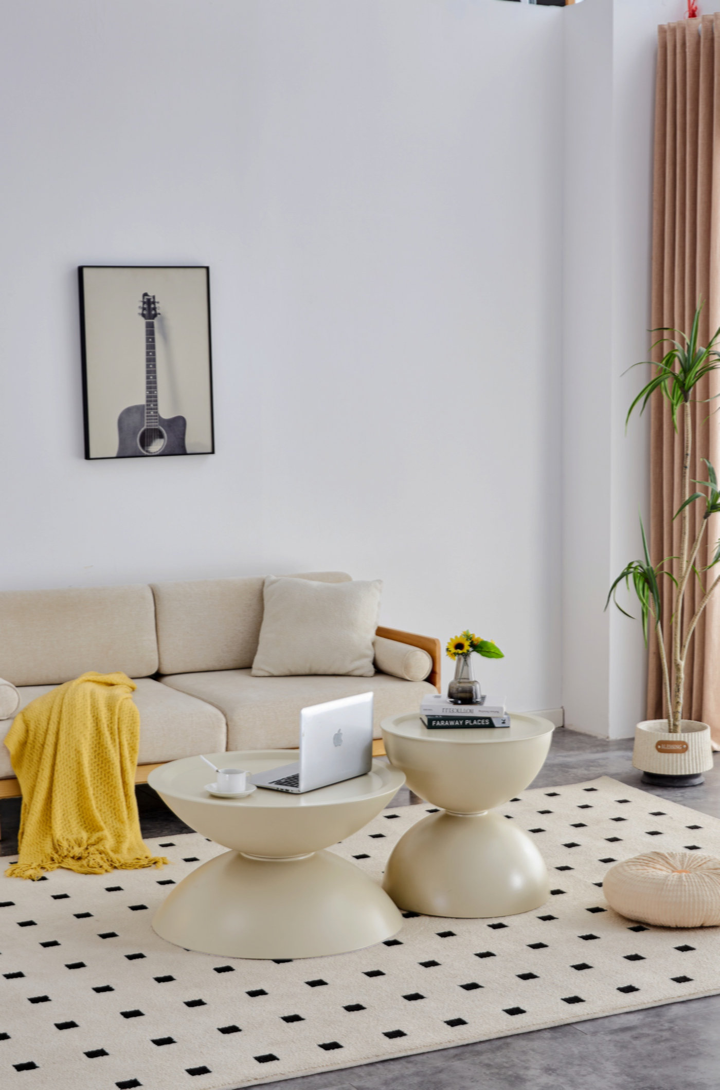 Mercer41 Coffee Round Tables SET OF 2 With STORGE MOVABLE TABLE TOP ...