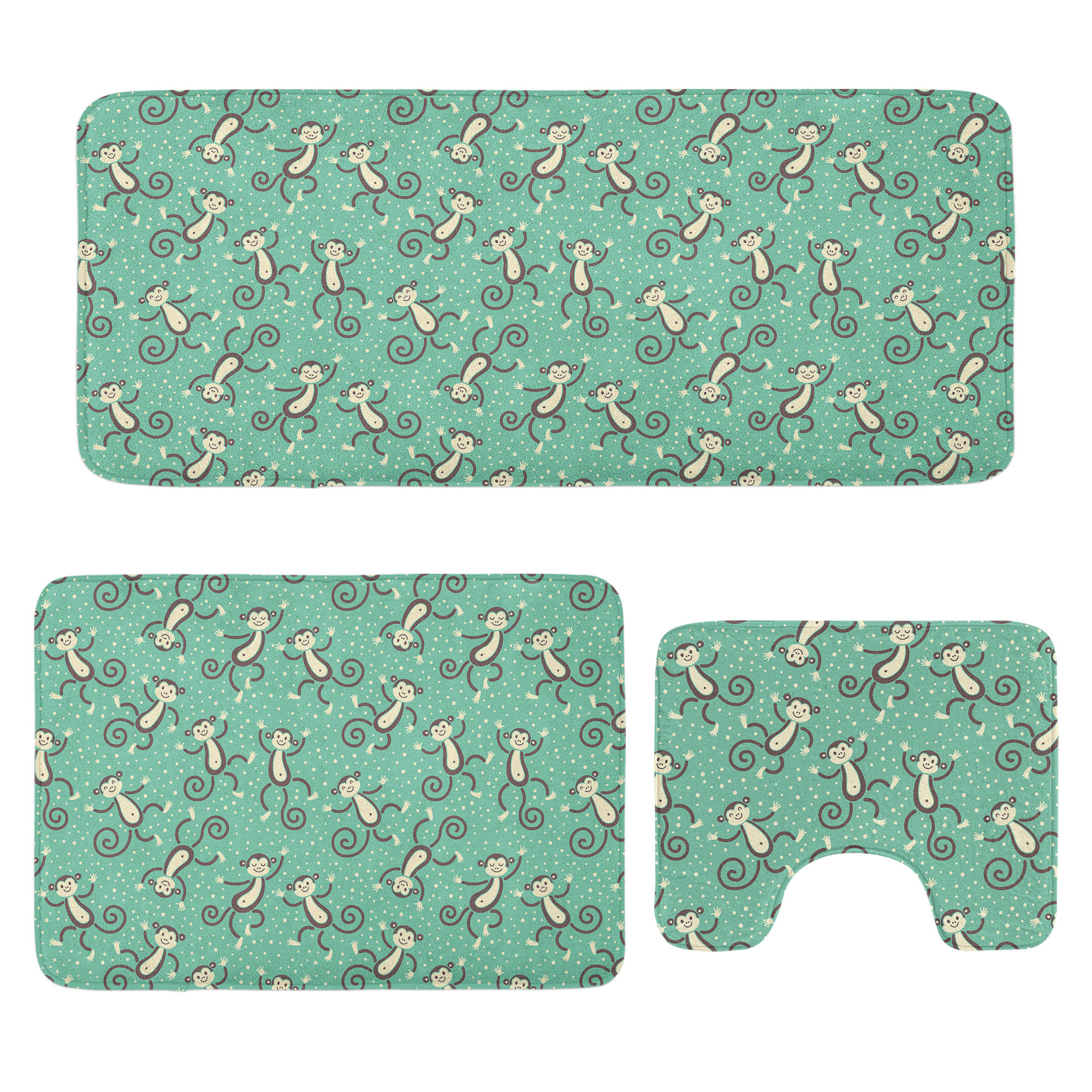 Dakota Fields Monkeys Bathroom Rug Set 3 Pieces U-Shape & Rectangle ...