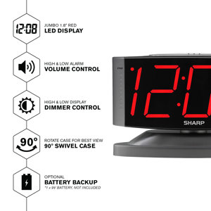 Sharp LED Digital Alarm Clock, Red LED Display, Swivel Base & Reviews ...