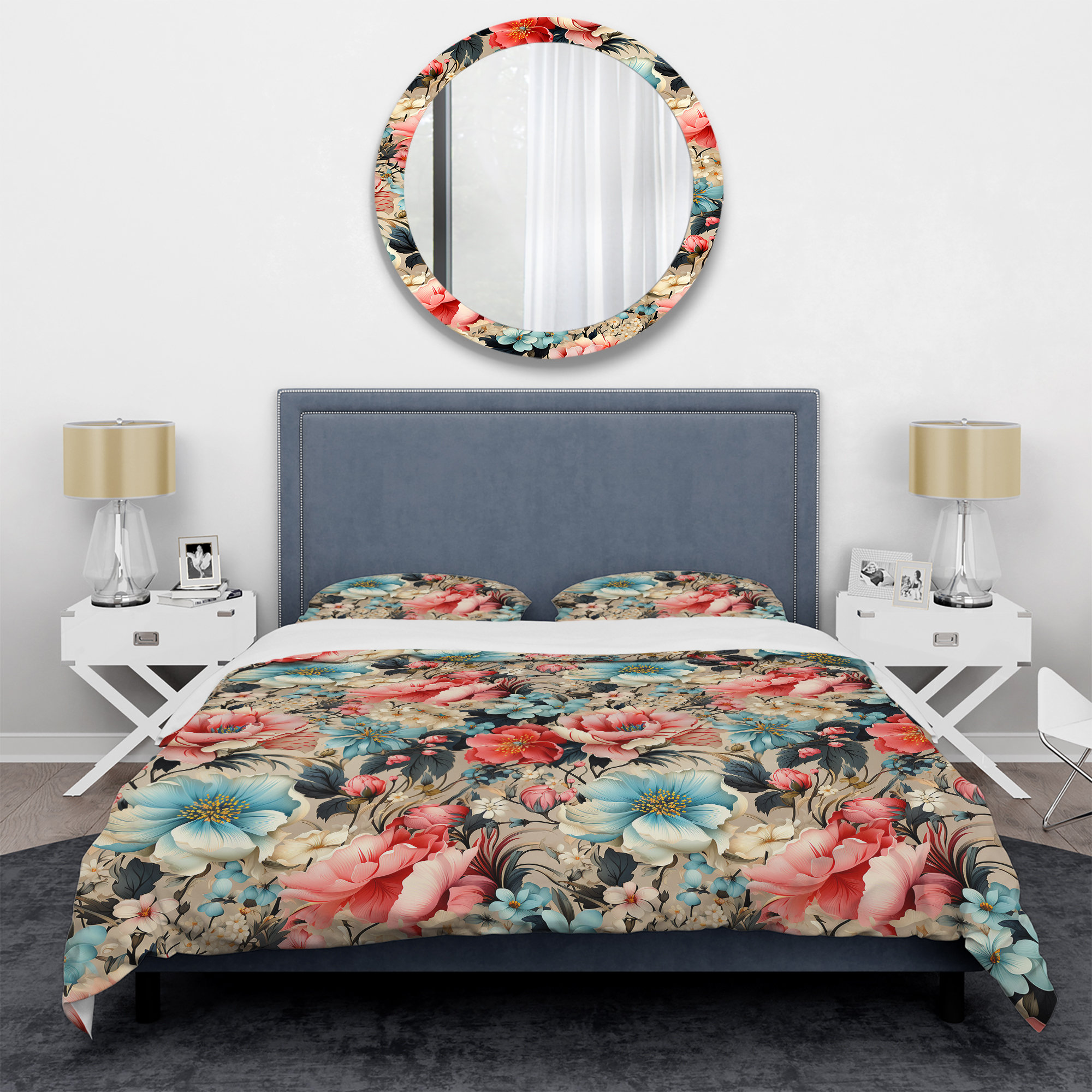 Design Art Eclectic Pastel Flowers Melody Collage - Eclectic Duvet ...