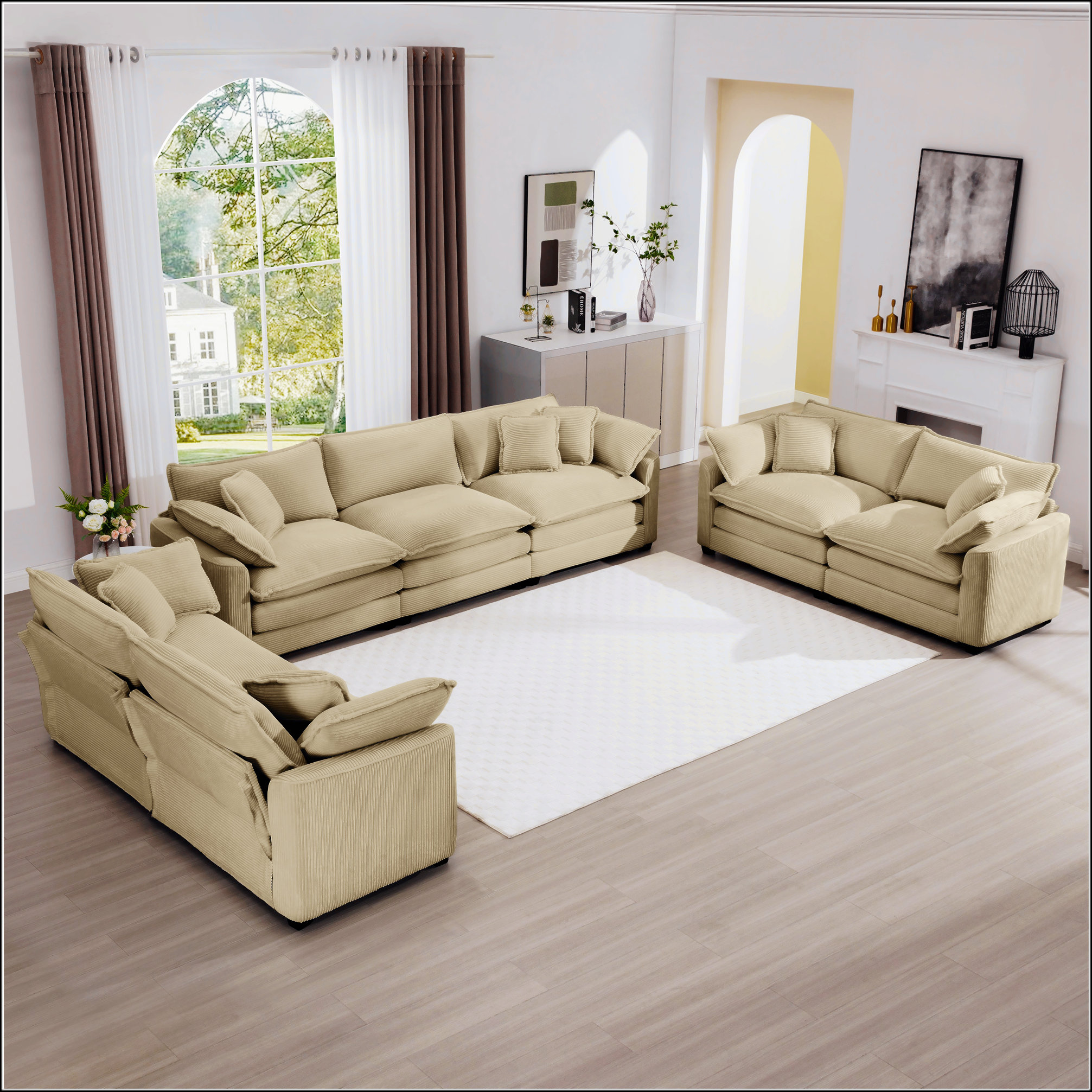 Hokku Designs Modern Fabric Living Room Sofa 2-Piece Set - Wayfair Canada