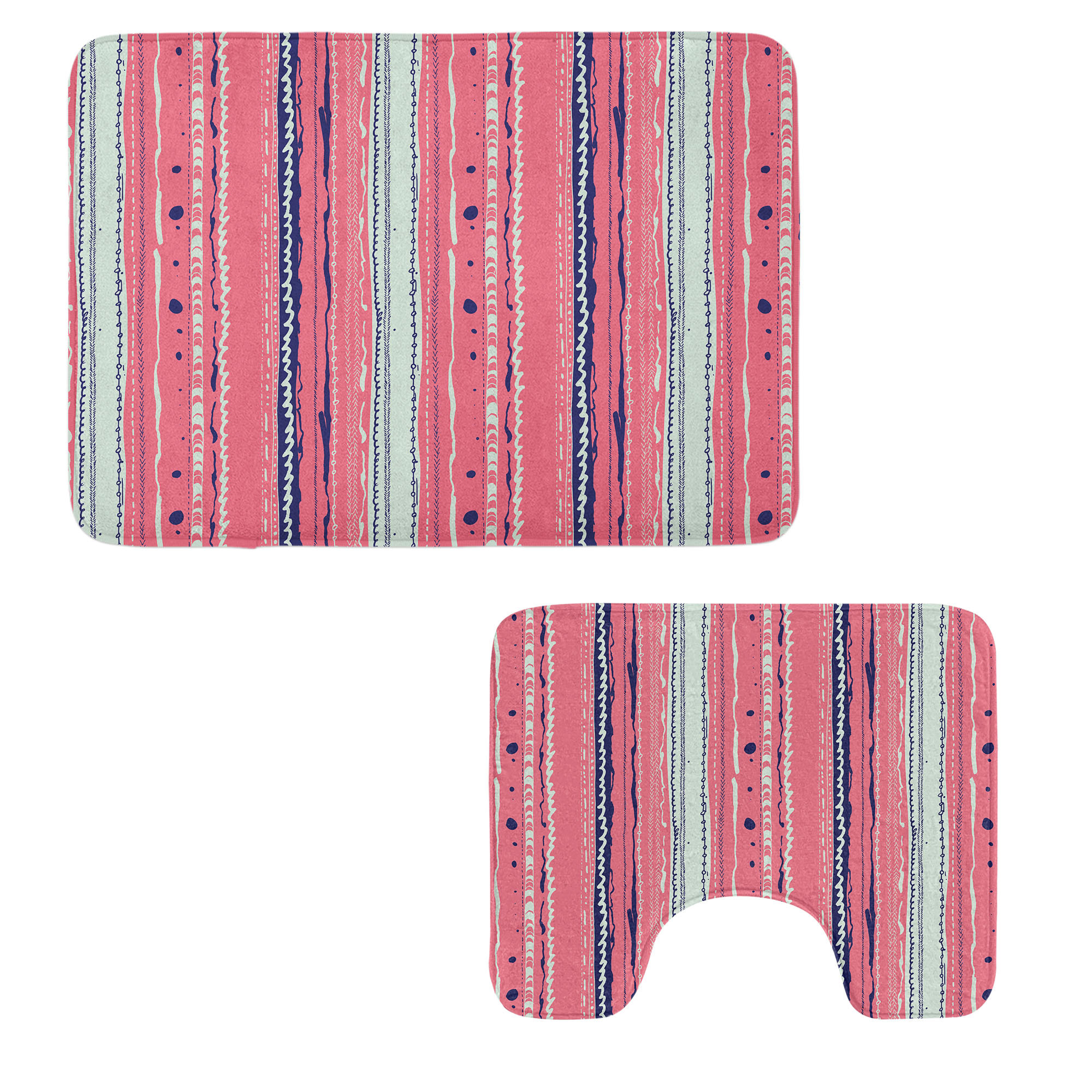 East Urban Home Coral Bathroom Rug Set 2 Pieces Rectangle & Contour ...